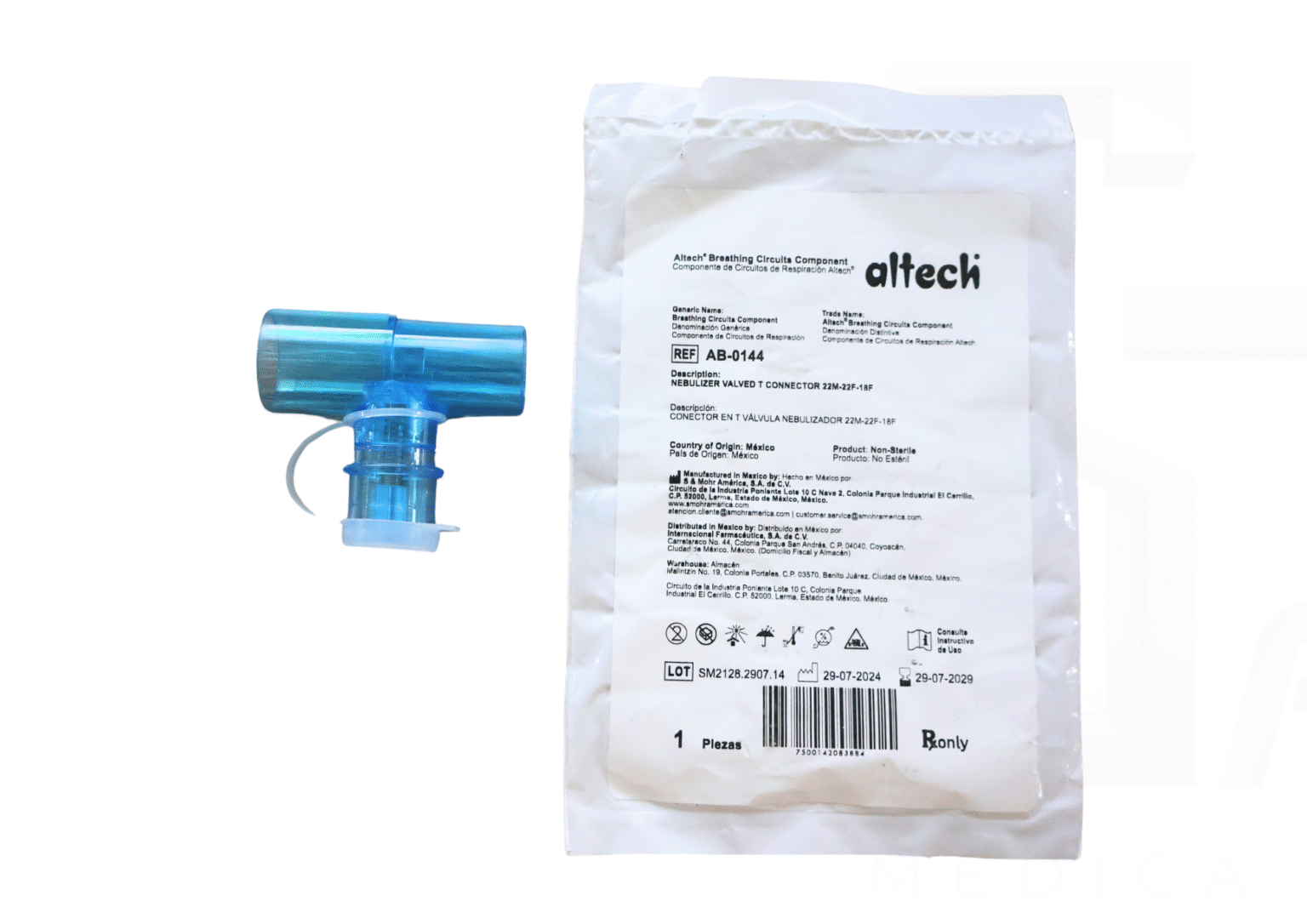 Conector en T con Válvula para Nebulizador – Marca Altech – MSA MÉDICA