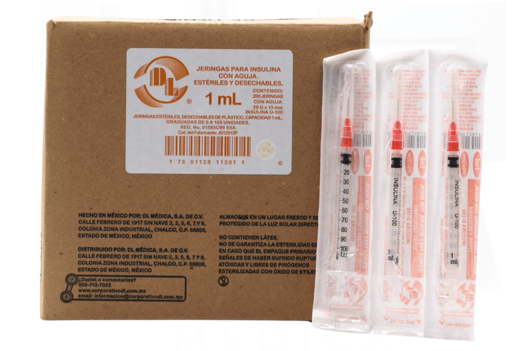 DL Jeringas 1 ml con Aguja 29G x 13mm – 200 Piezas – MSA MÉDICA