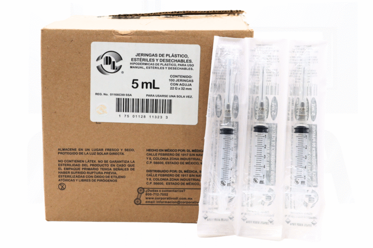 DL Jeringas 5 ml con Aguja 22G x 32mm – 100 Piezas – MSA MÉDICA